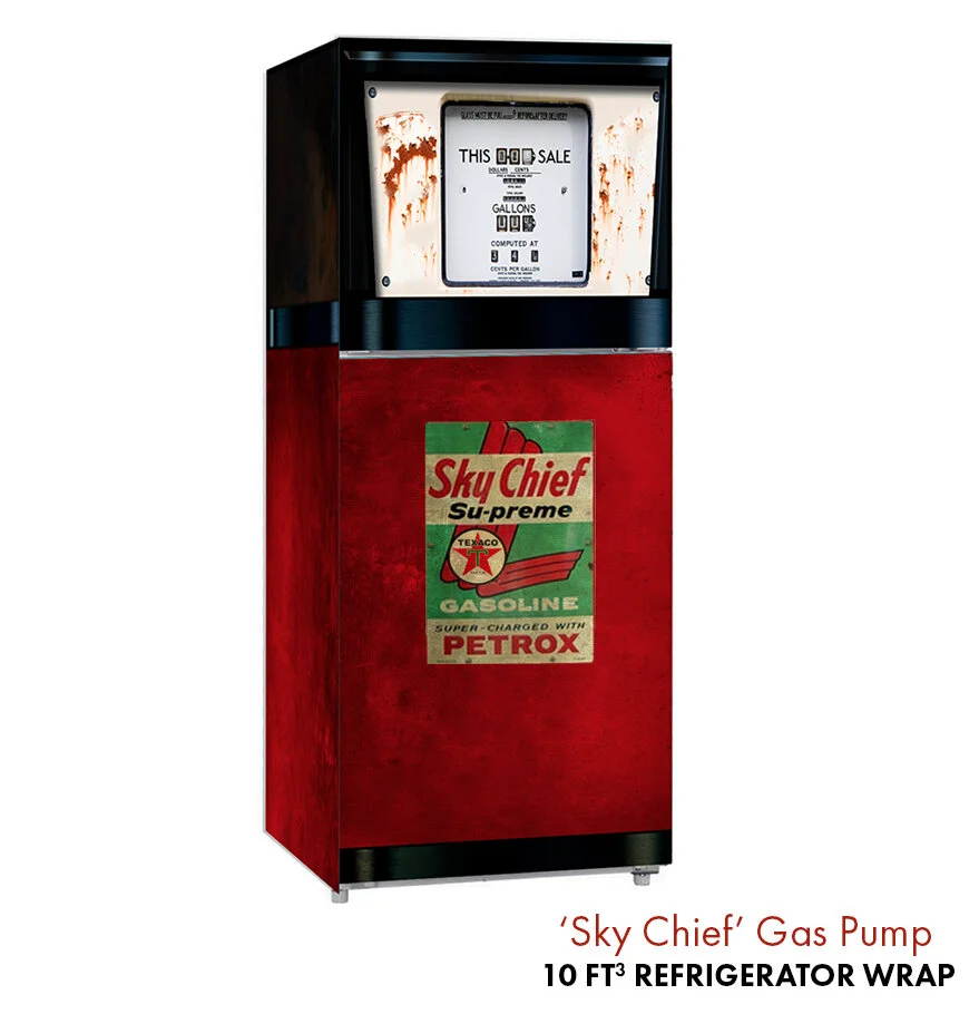 Sky Chief Texaco Vintage Gas Pump Refrigerator Wrap — RM wraps LLC