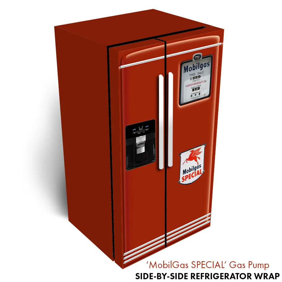 'MobilGas Special' Restored Gas Pump Refrigerator Wrap — RM wraps LLC