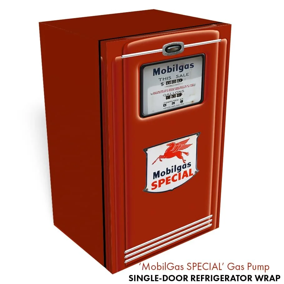 MobilGas Special Restored Gas Pump Refrigerator Wrap