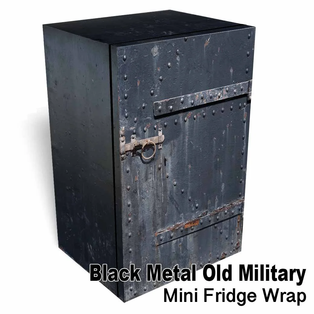 Black Metal Old Military Mini Fridge Wrap
