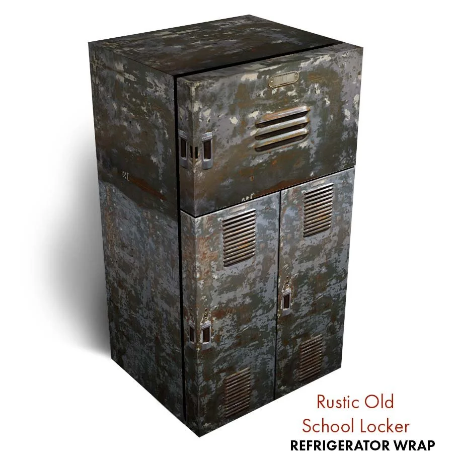 Rustic Old School Locker Refrigerator wraps