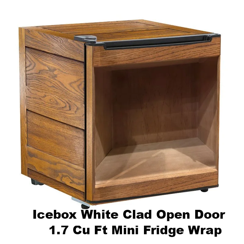 Icebox White Clad custom printed vinyl Mini Fridge Wrap