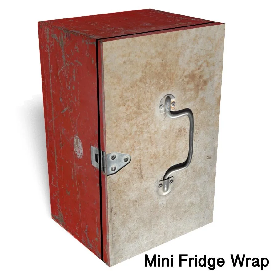 Worn Red Cooler Box Mini Fridge Wrap