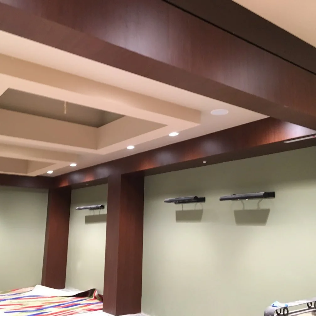 Wrapping drywall to make look like big wooden beams