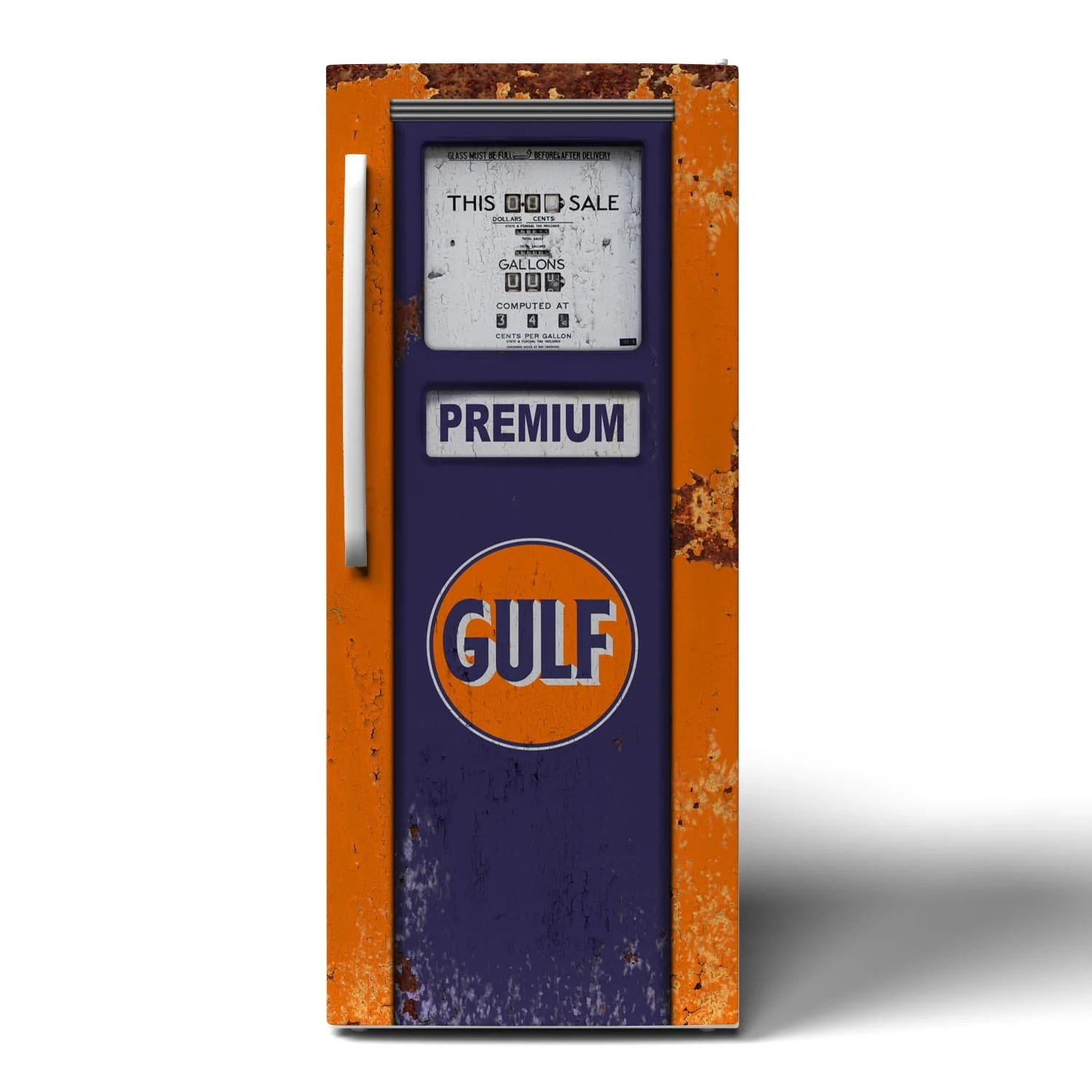 Gulf Oil Gas Pump #2 (Rusted) Refrigerator Wrap