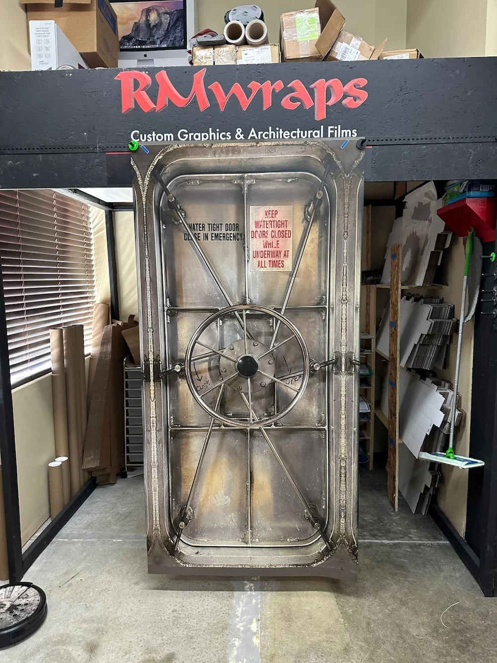 Golden Elevator Door Wrap