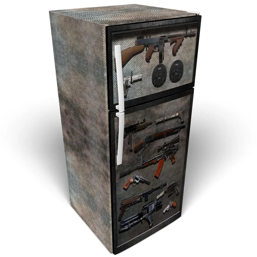 Side by Side Hickory Wood Panel Refrigerator Wrap.