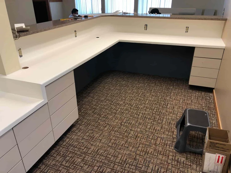 Built-In Workstation, Cabinets & Countertops wrapped in Architectural ...