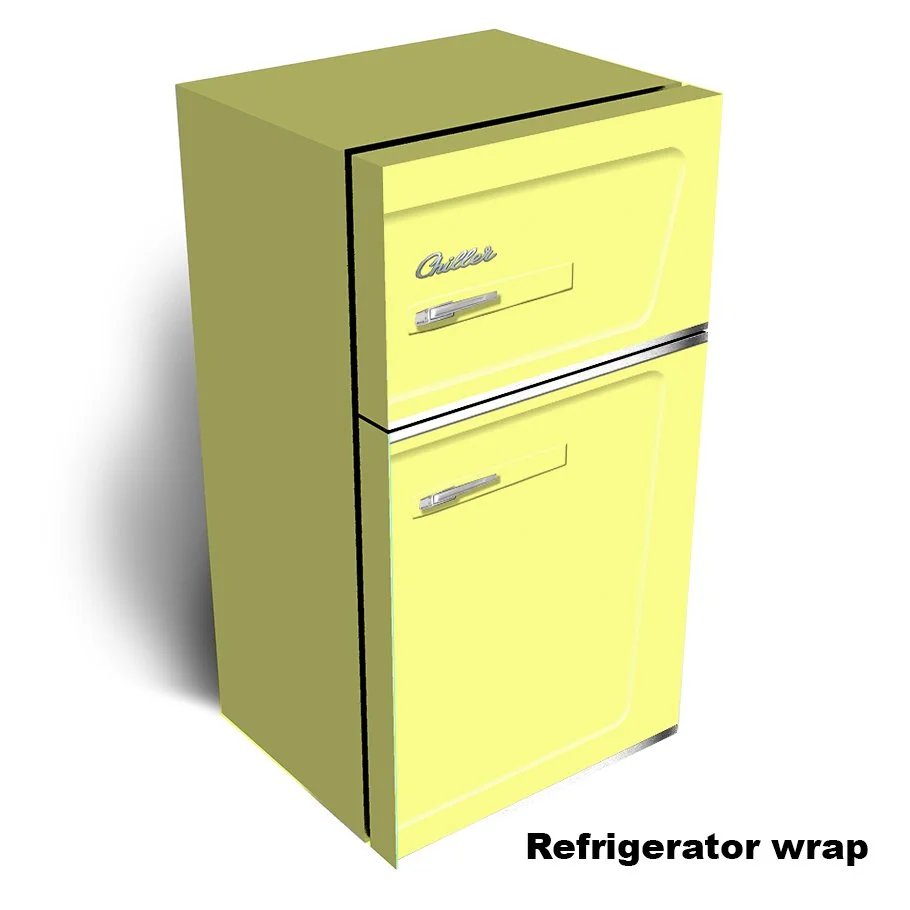 Canary Yellow Retro Chiller Refrigerator Wrap