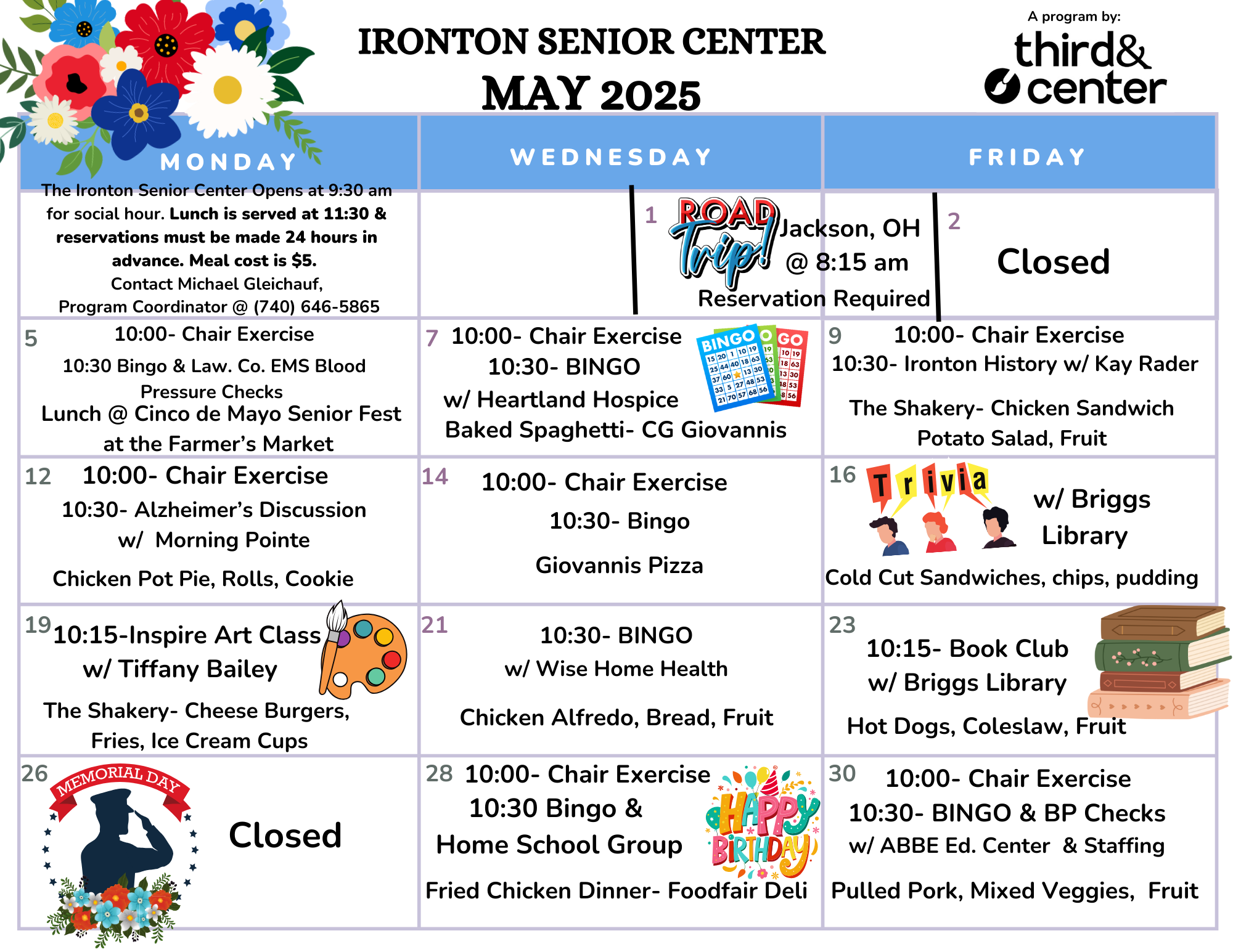 Ironton Senior Center- May Calendar — Third and Center