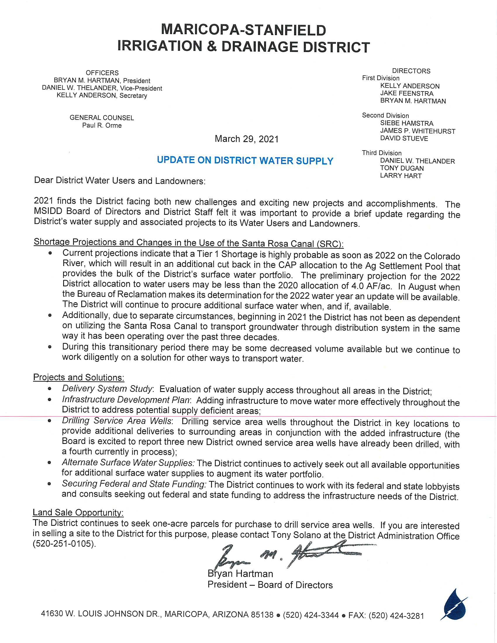 Maricopa Stanfield Irrigation & Drainage District