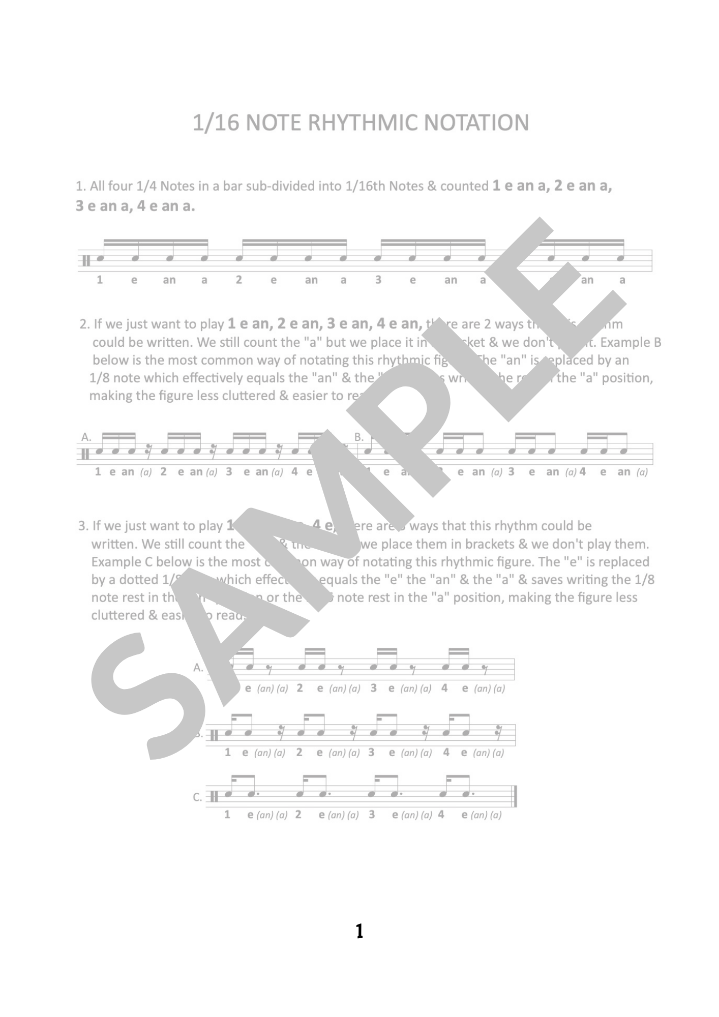 1/16 Note Rhythmic Phrases — Digital Drum Tutorials & Scores | Drumology