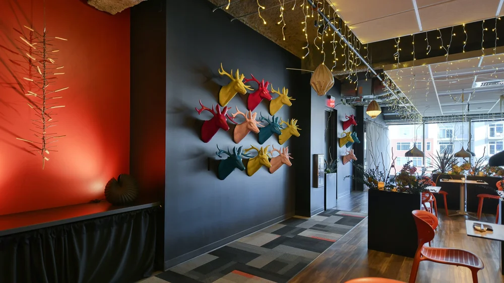 Sushi RED Temporary Restaurant Space Design.— Pink House Designs, LLC