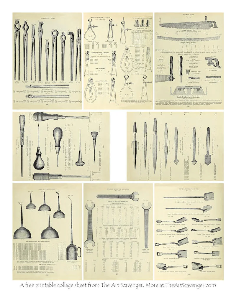 Tools — Free Printable Collage & Ephemera Sheets — The Art Scavenger