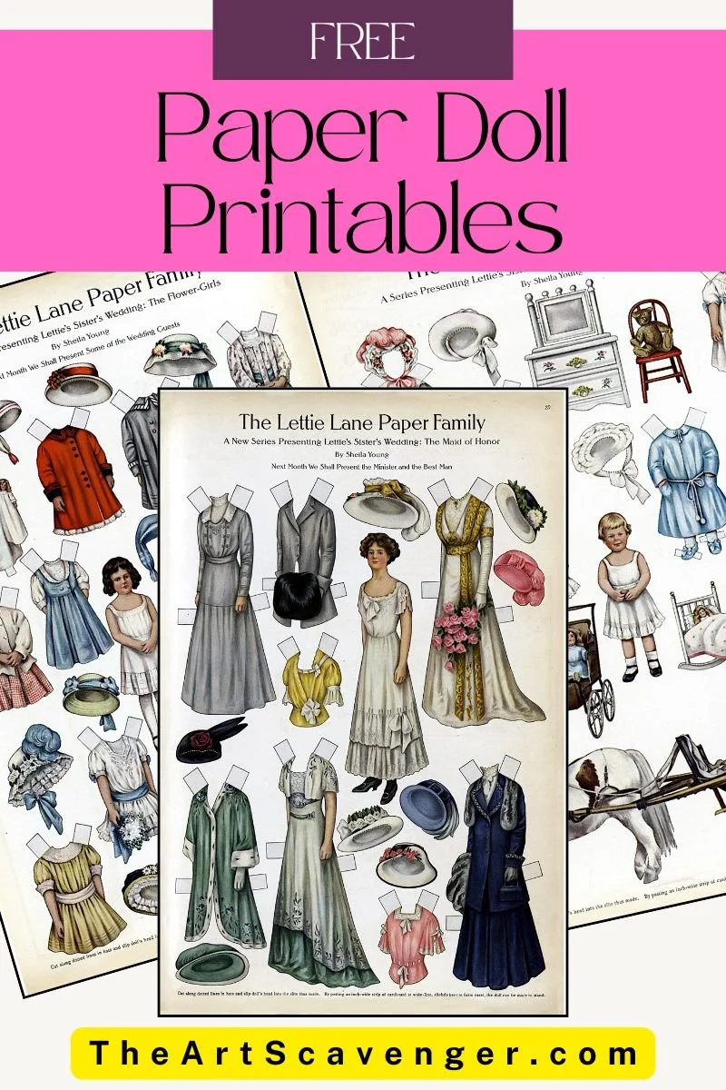 Free Vintage Paper Doll Printables for Junk Journaling, Art Journals ...