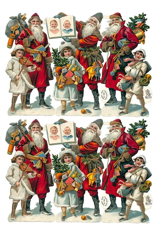 Free Vintage Santa Claus Collage Sheets from Antique Relief Scraps ...