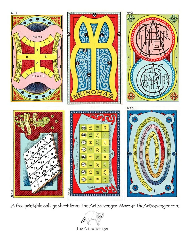 Free Puzzle Card Ephemera Sheets — The Art Scavenger