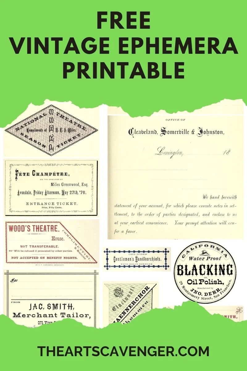 Free Printable Vintage Ephemera – Tickets, Labels & Certificate Collage ...