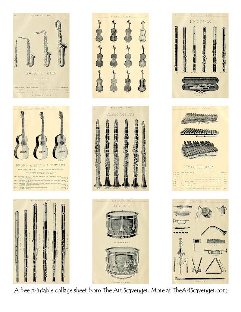 Music — Free Printable Collage & Ephemera Sheets — The Art Scavenger