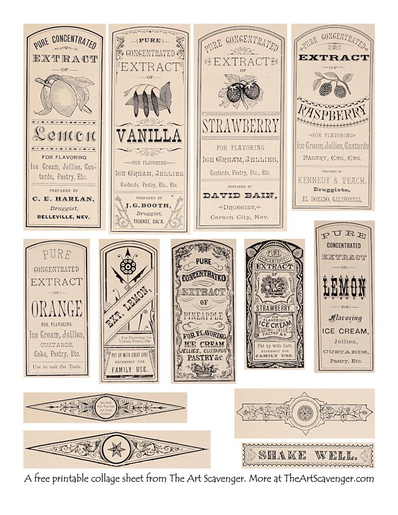 Free Vintage Flavor Extract Labels — The Art Scavenger