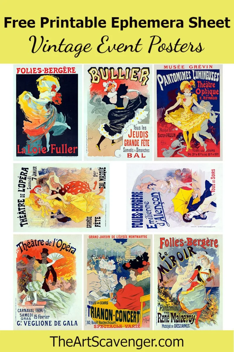 Free Vintage Event Poster Ephemera Sheet Printable — The Art Scavenger
