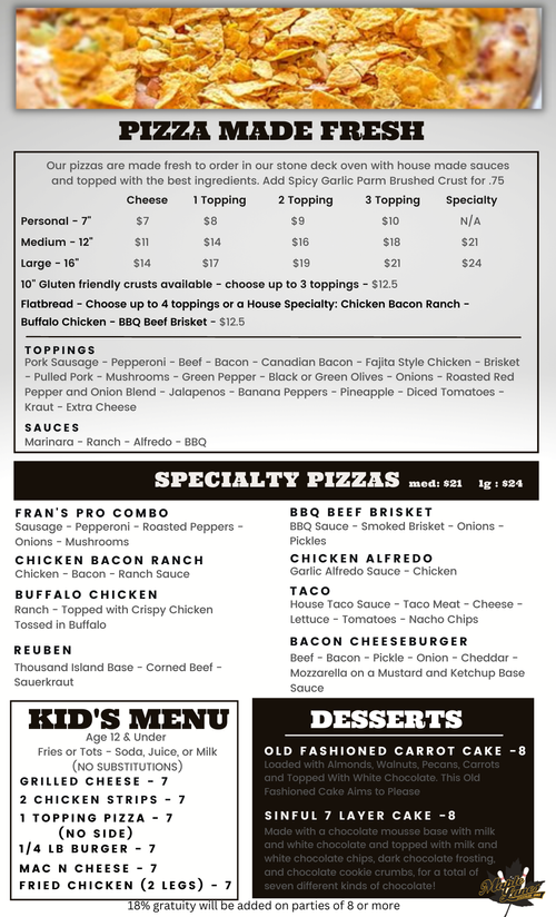 Kingpin Social Food Menu