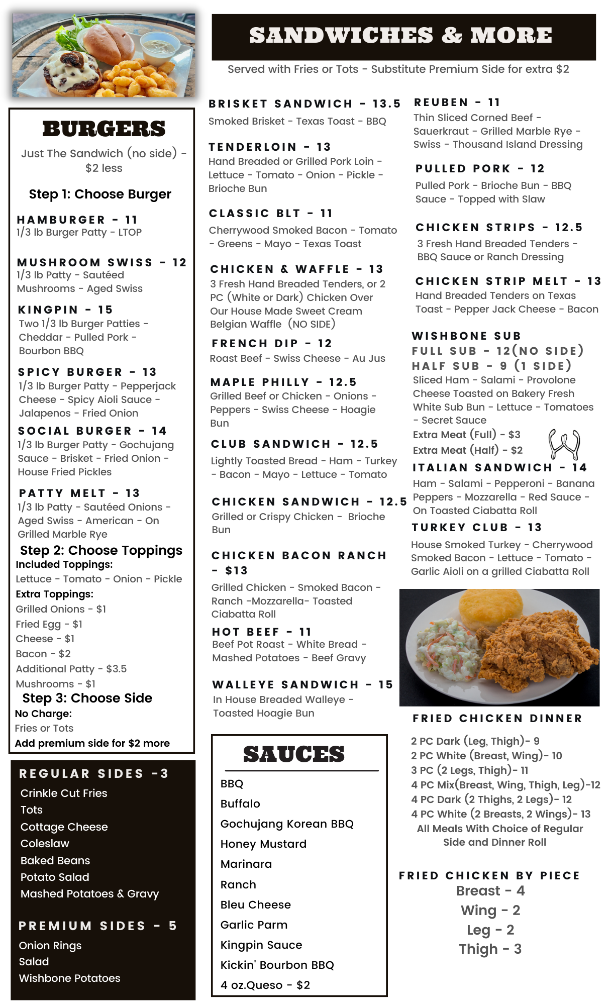Kingpin Social Food Menu