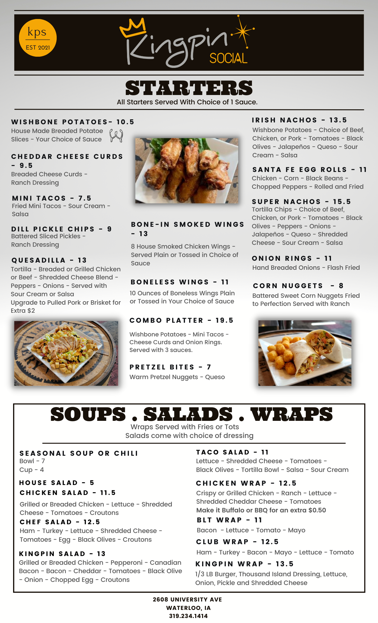 Kingpin Social Food Menu