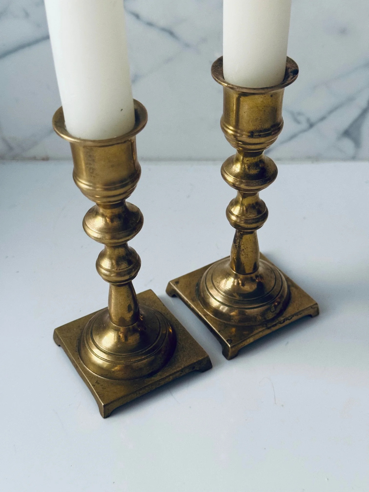 ANTIQUE BRASS CANDLESTICK HOLDERS | A PAIR — Folly & Fine Company