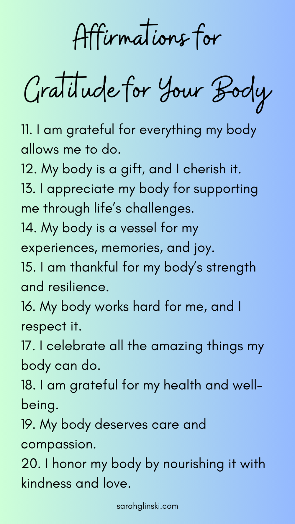 40 Positive Affirmations For Body Image — Sarah Glinski Writing Services