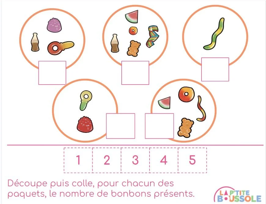 La p'tite boussole — Mathématiques 1 à 5 - Les bonbons