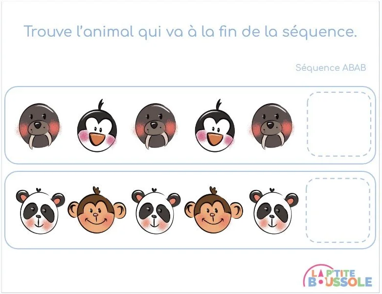 La p'tite boussole — Suites logiques des animaux