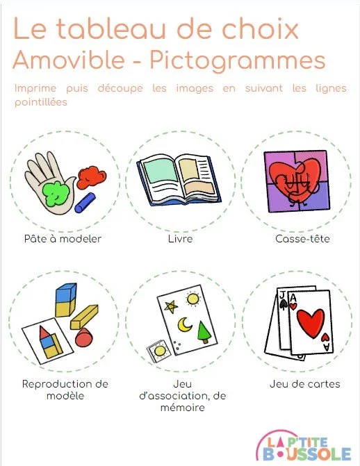 La p'tite boussole — Tableau de choix - Activités apaisantes