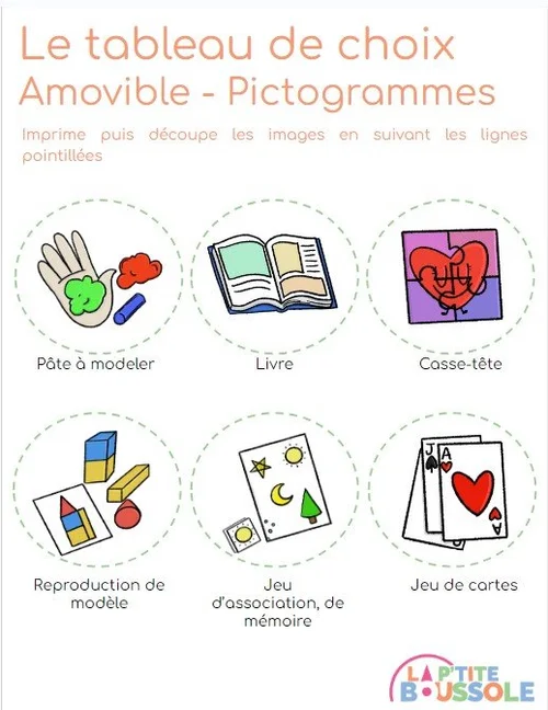 La p'tite boussole — Tableau de choix - Activités apaisantes