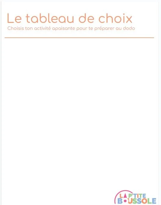 La p'tite boussole — Tableau de choix - Activités apaisantes