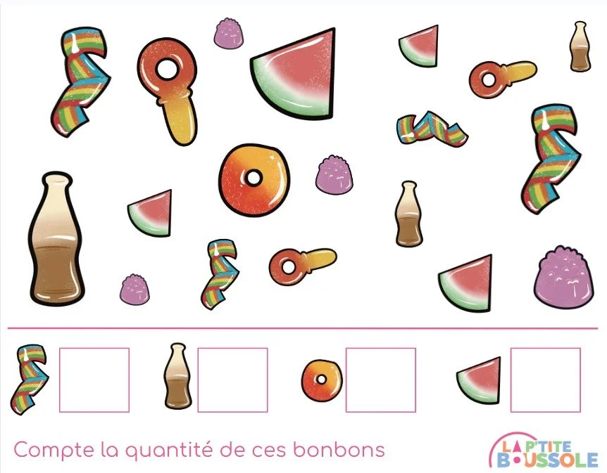 La p'tite boussole — Mathématiques 1 à 5 - Les bonbons