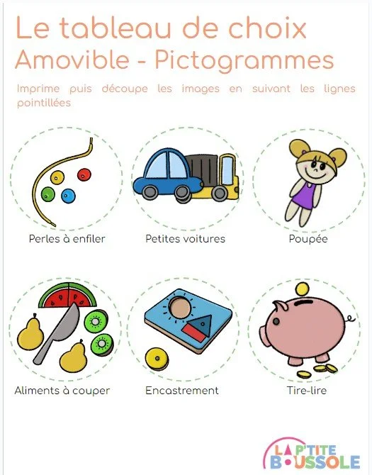 La p'tite boussole — Tableau de choix - Activités apaisantes