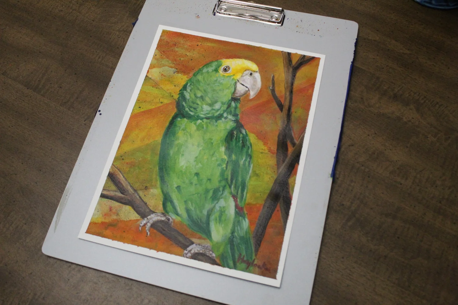 How I Painted the Cutest Double Yellow Headed Amazon: Arlo — Lauren ...