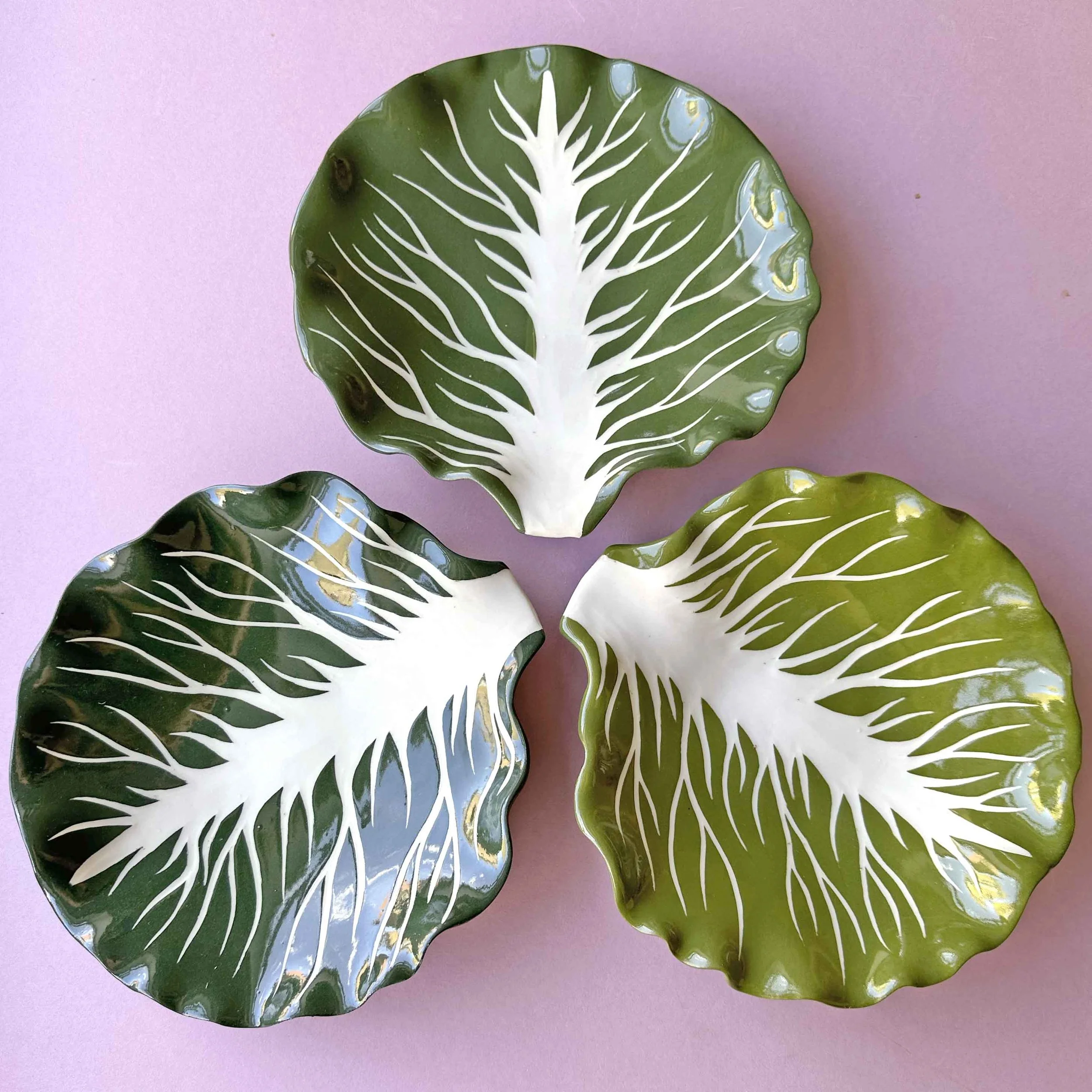 Ceramic Radicchio leaf dish — Minnie-Mae Studio