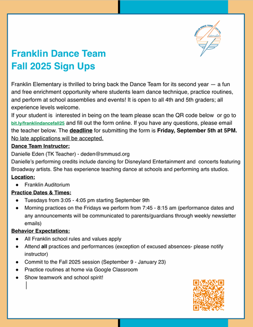 Franklin Dance Team Sign Ups for 4th and 5th Graders! — Franklin PTA