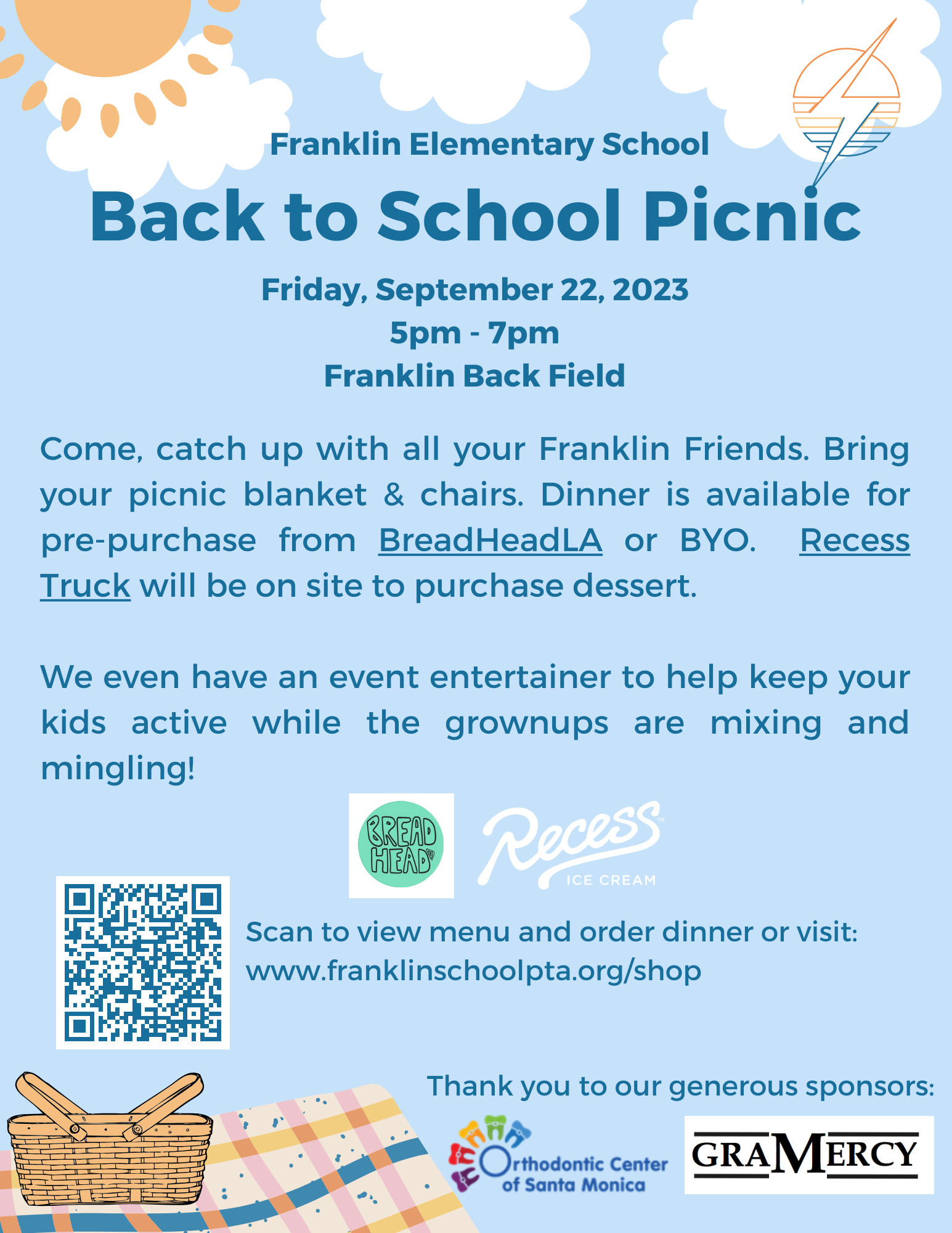Back to School Picnic, Friday Sept 22 from 5-7pm — Franklin PTA