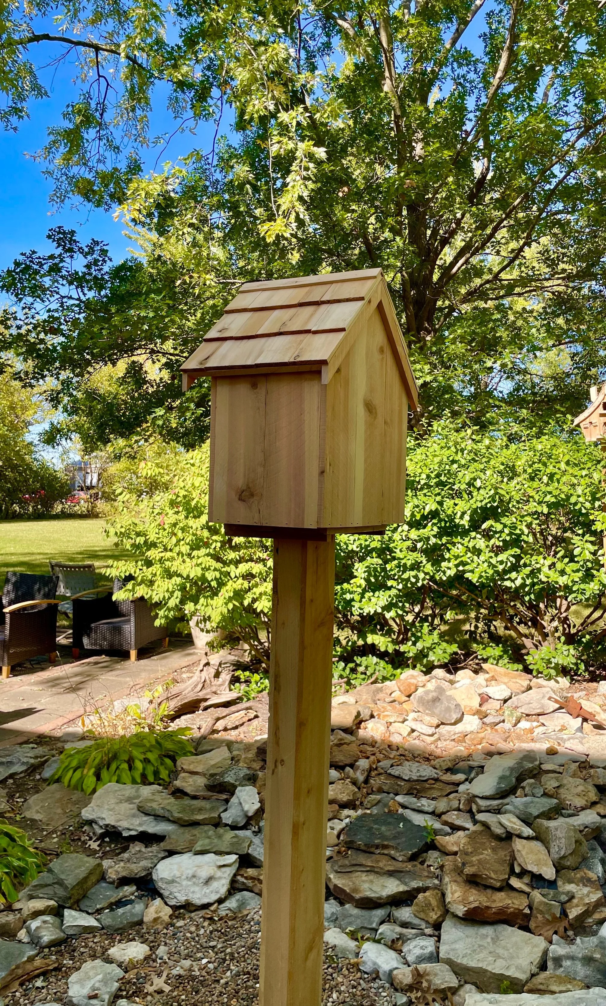 larger cedar pavilion bird feeder — SALT RIVER HOME & GARDEN Owl, Bat ...