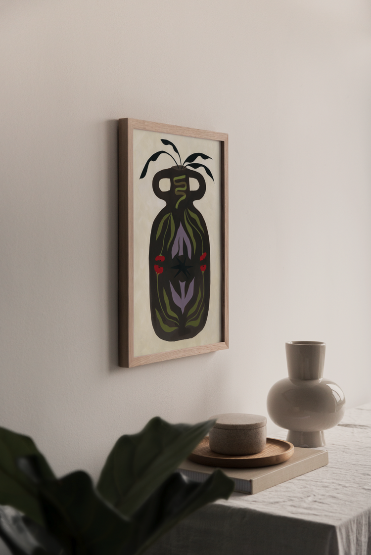 The Gaia - Black Body Vessel - Linocut Print - Affordable Artworks ...