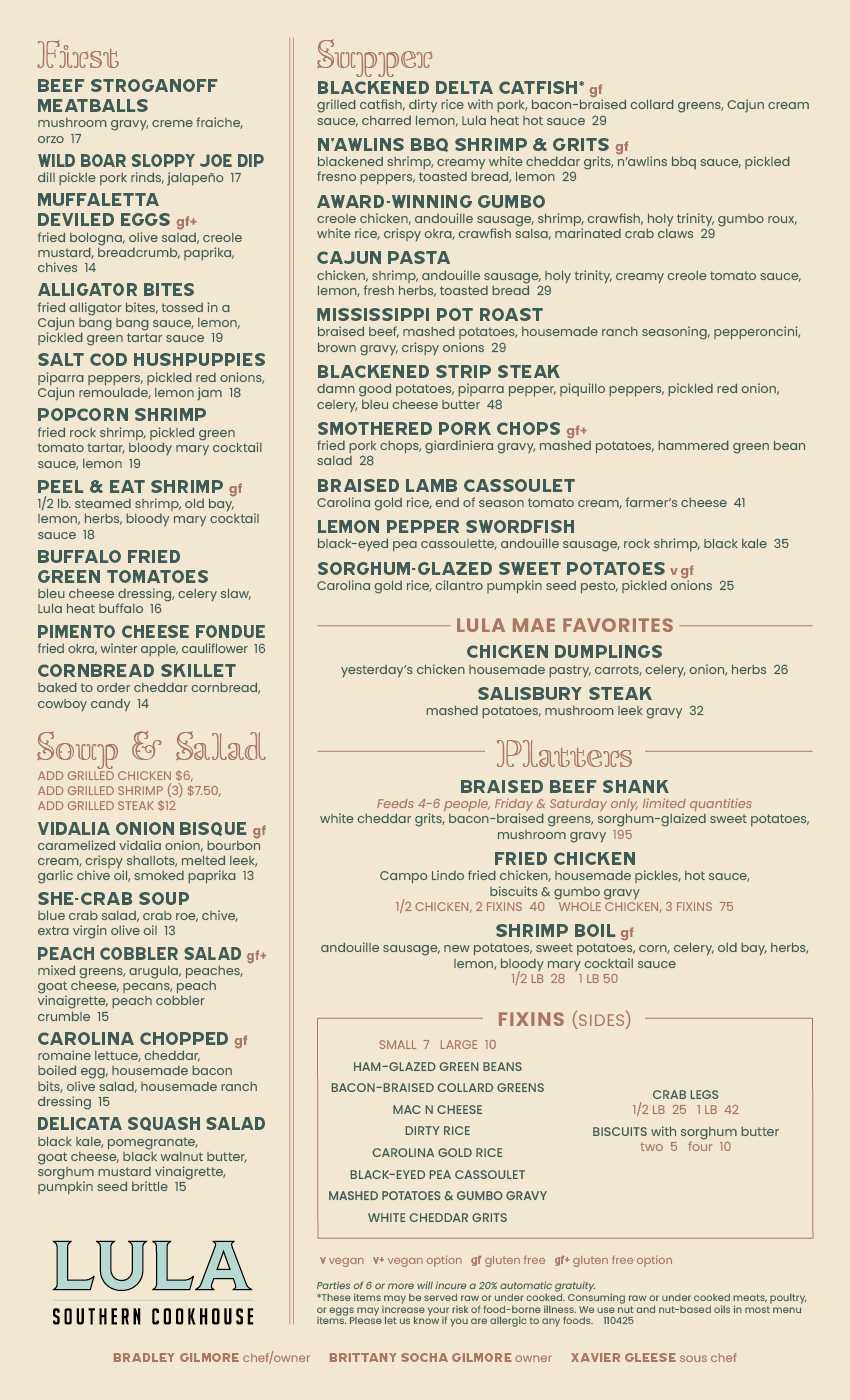 Supper | Experience Southern Flavors — Reserve Today — Lula Southern ...