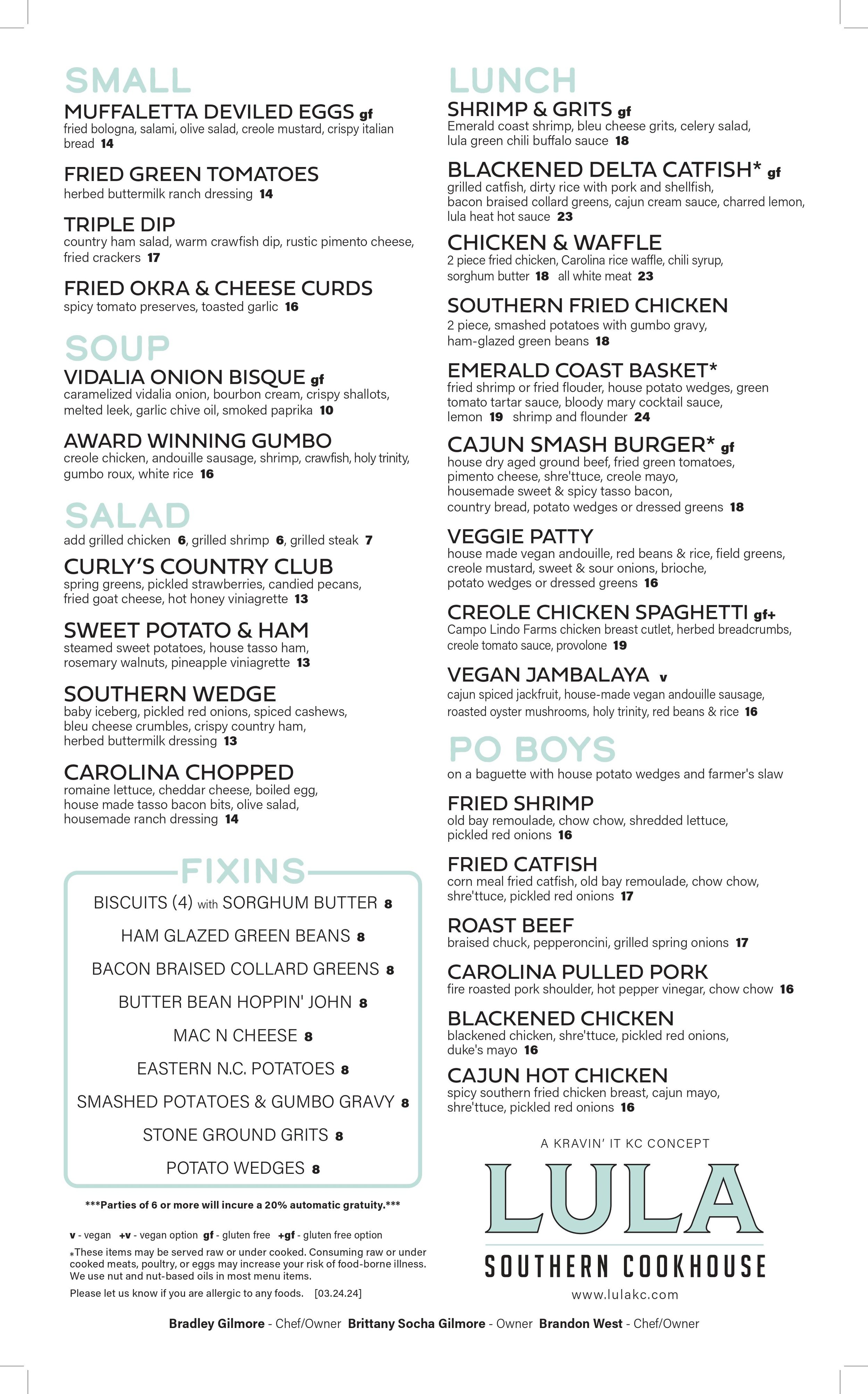 Lunch — Lula Southern Cookhouse