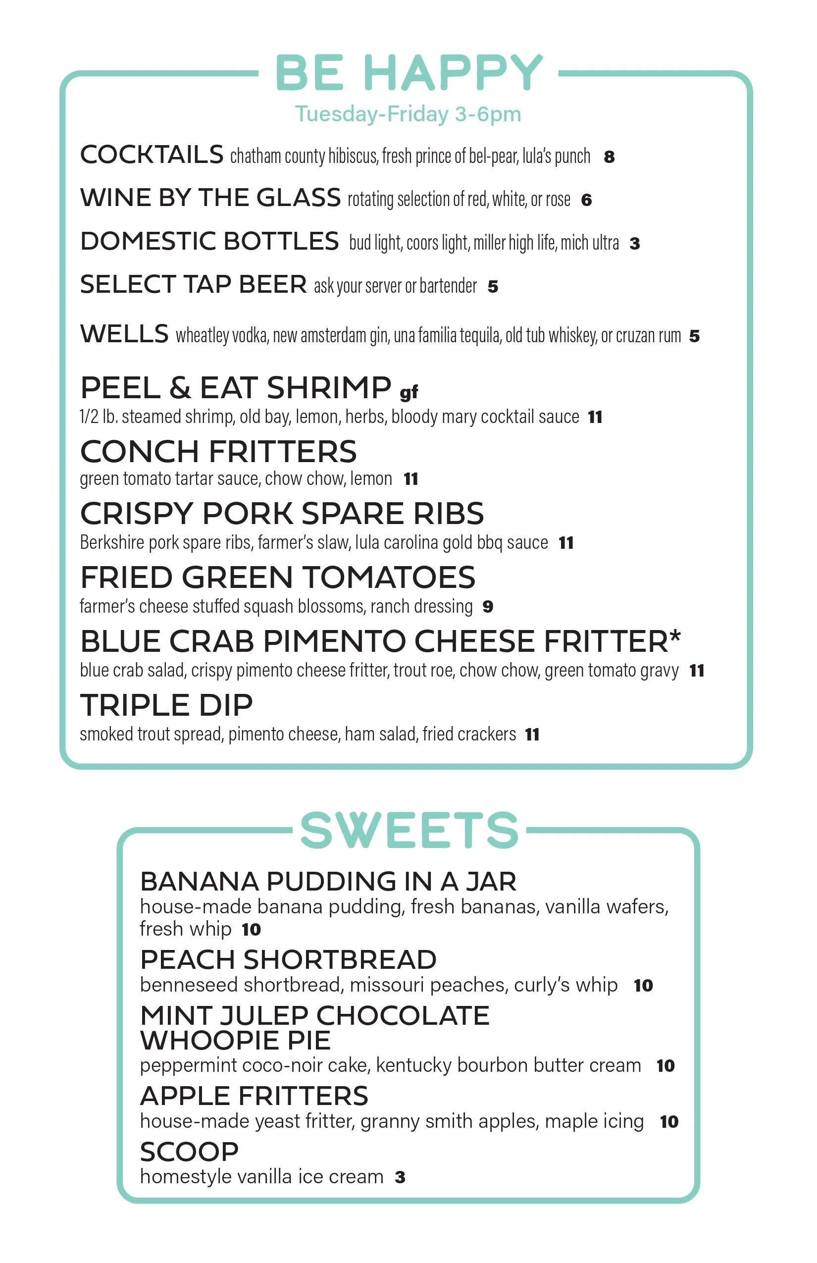 In A Tub Menu Kansas City