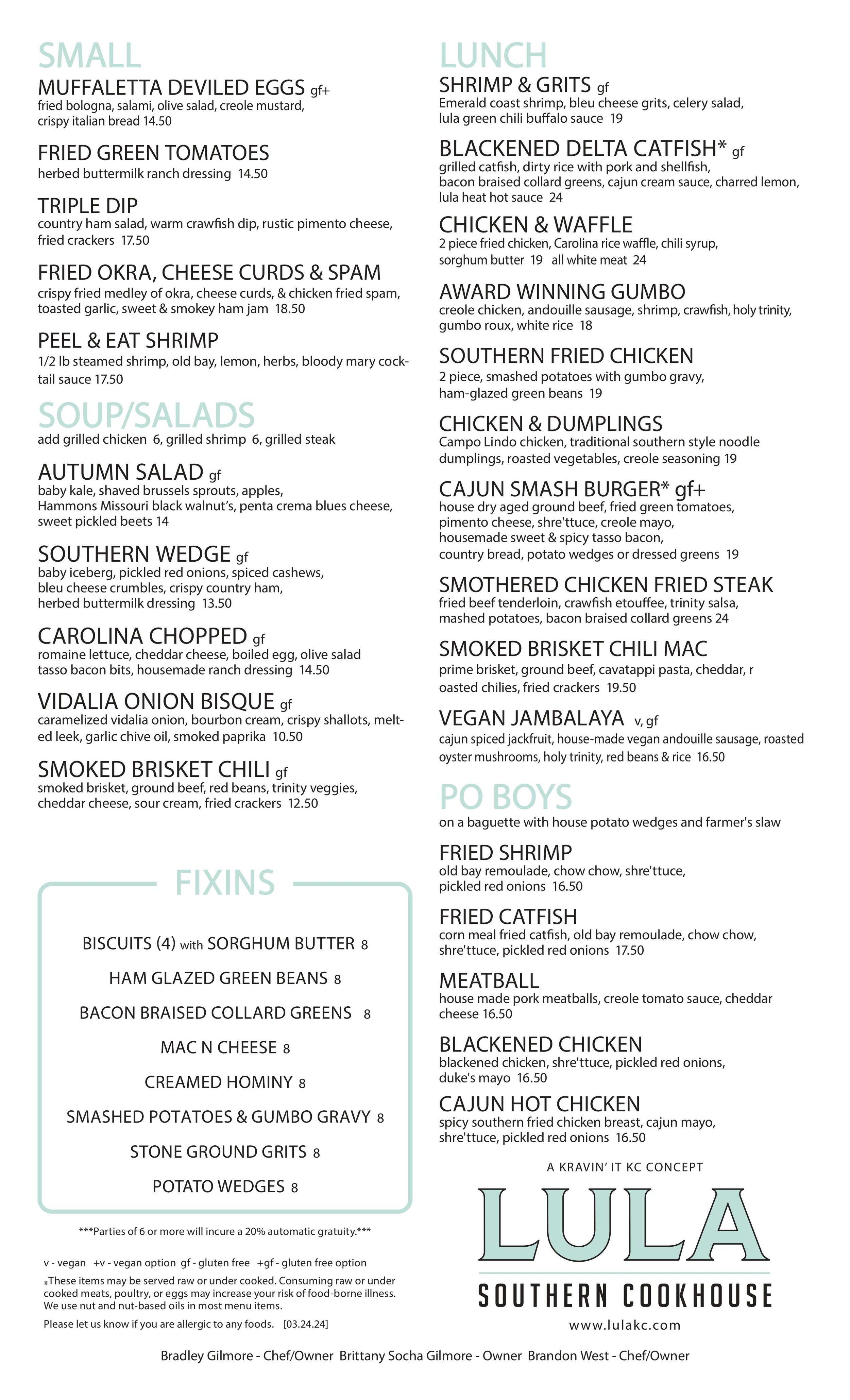 Lunch — Lula Southern Cookhouse