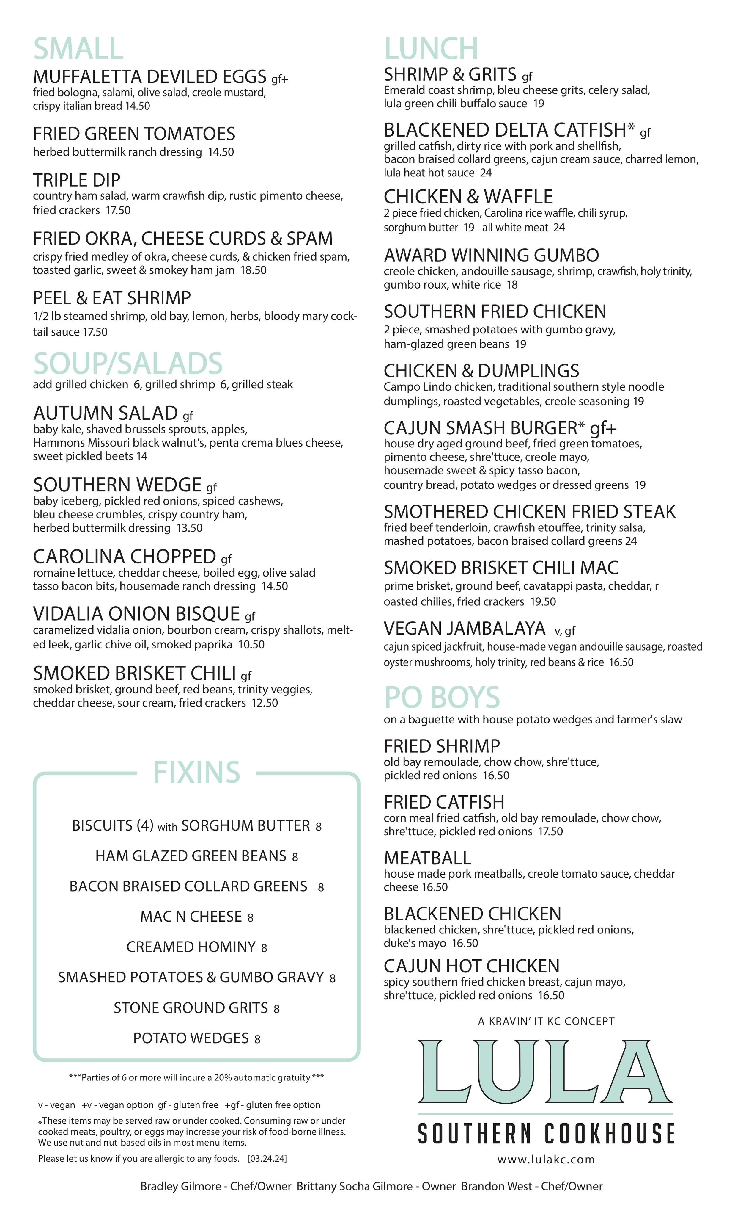 Lunch — Lula Southern Cookhouse
