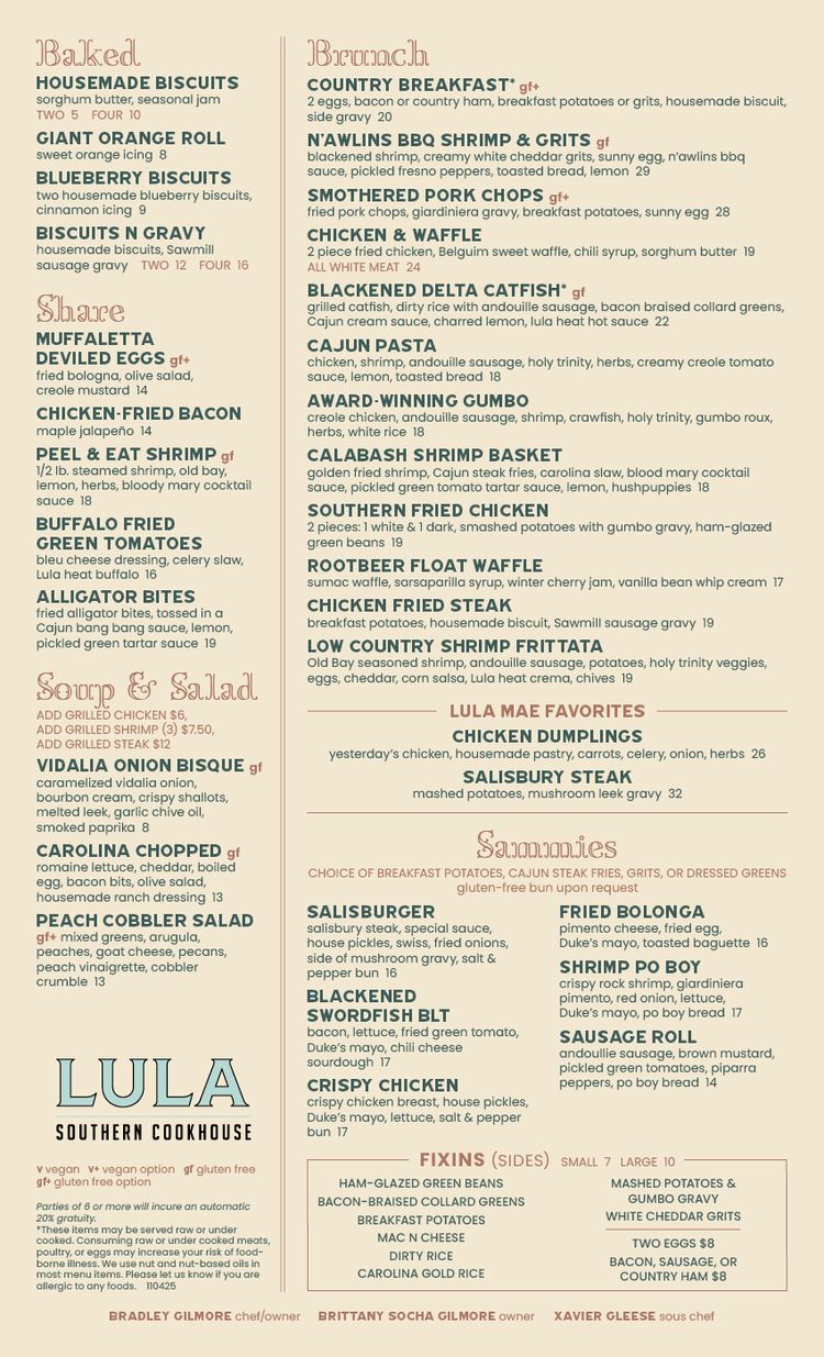 Brunch & Lunch — Lula Southern Cookhouse