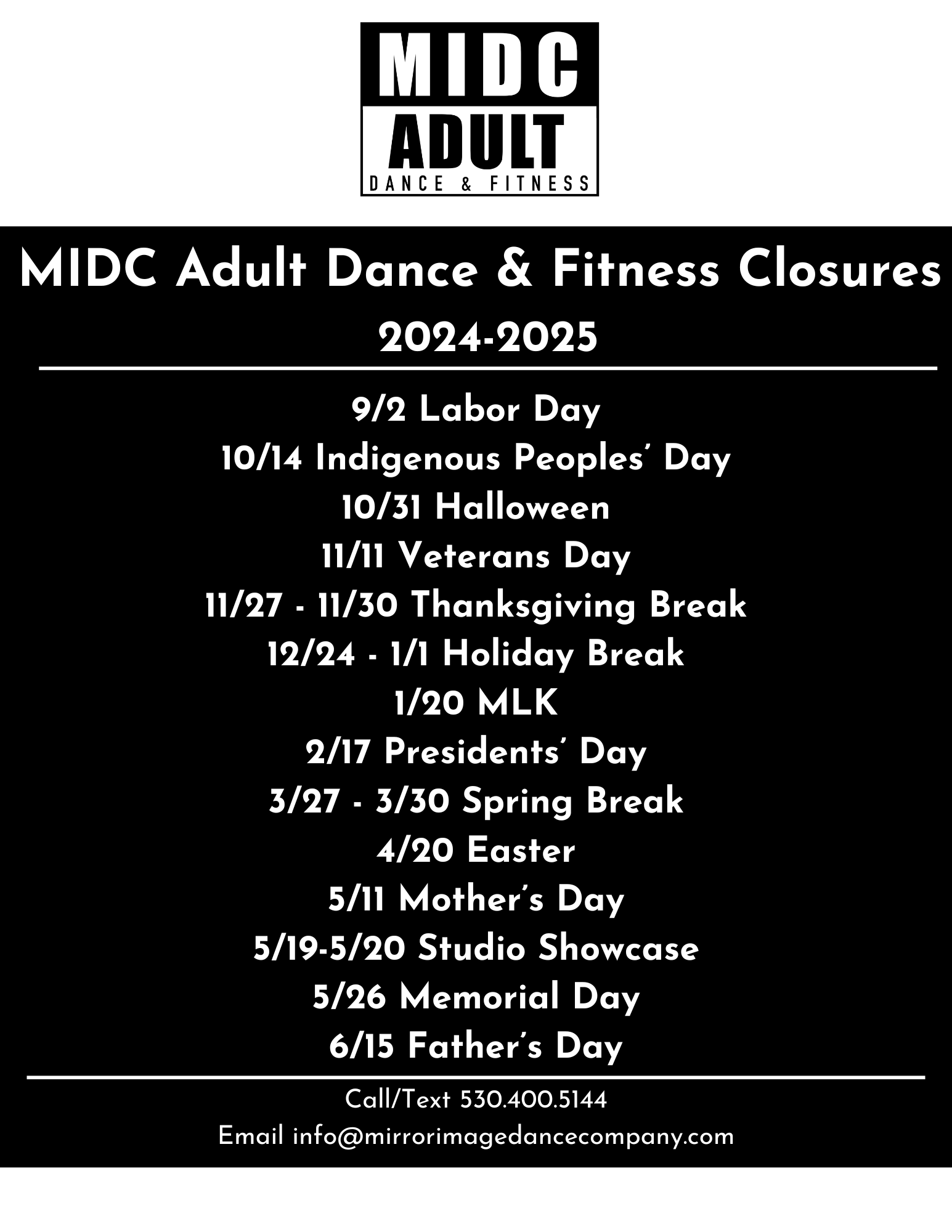 Class Schedule & Descriptions — MIDC